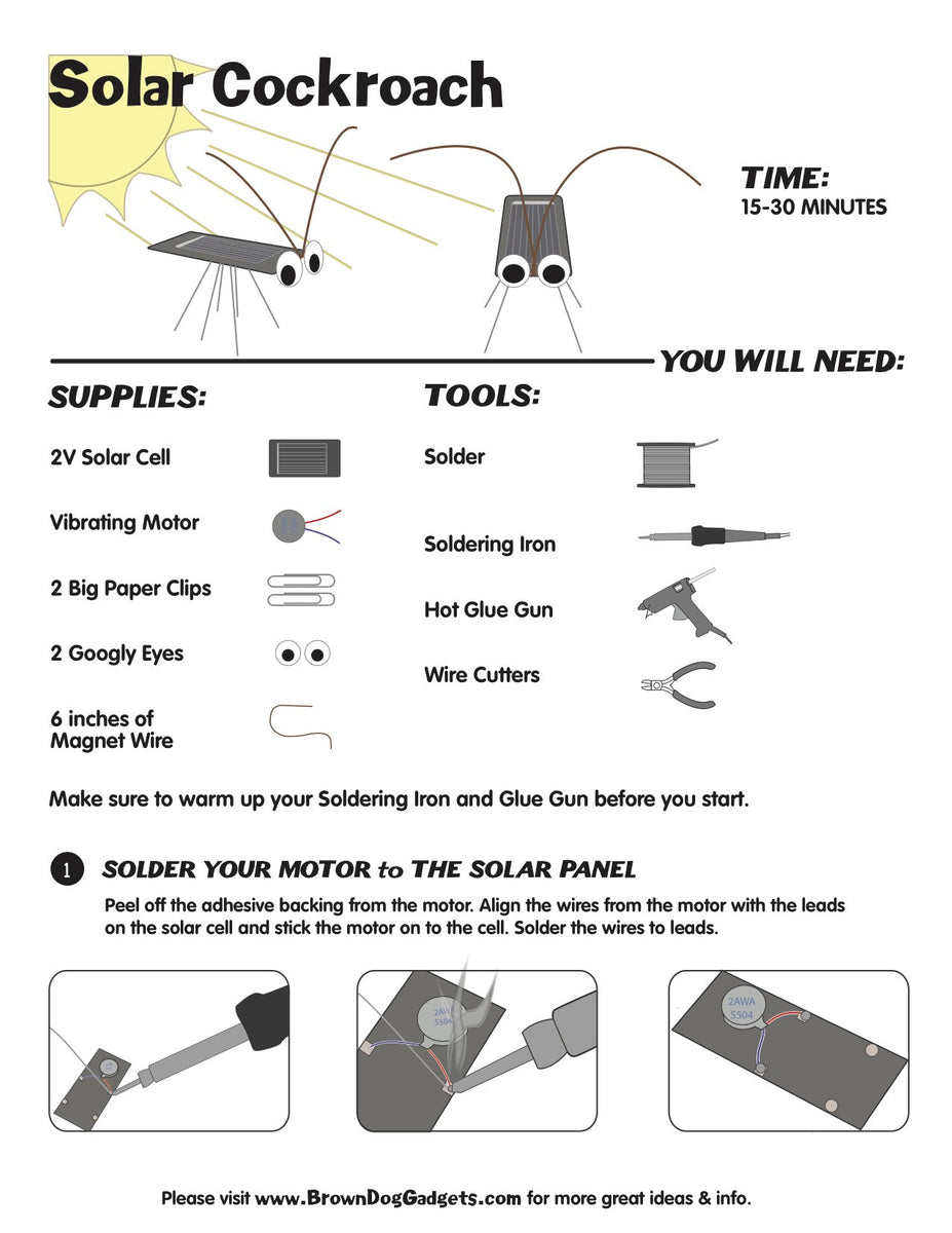 New Solar Cockroach Instructions – Brown Dog Gadgets